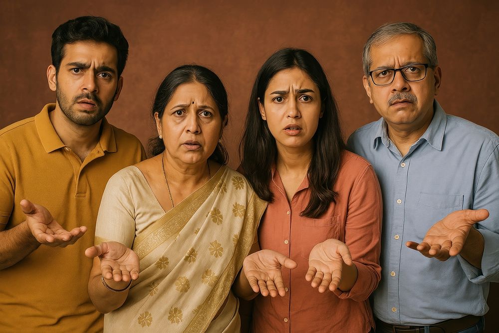 Confused family expressing uncertainty | Free Photo - rawpixel
