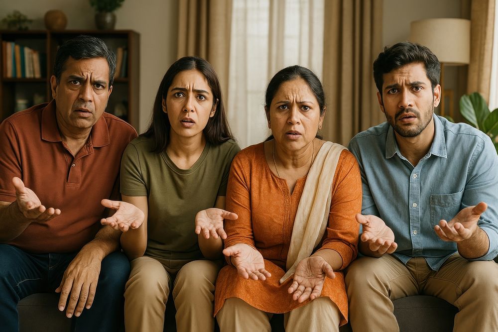 Confused family expressing disbelief. | Free Photo - rawpixel