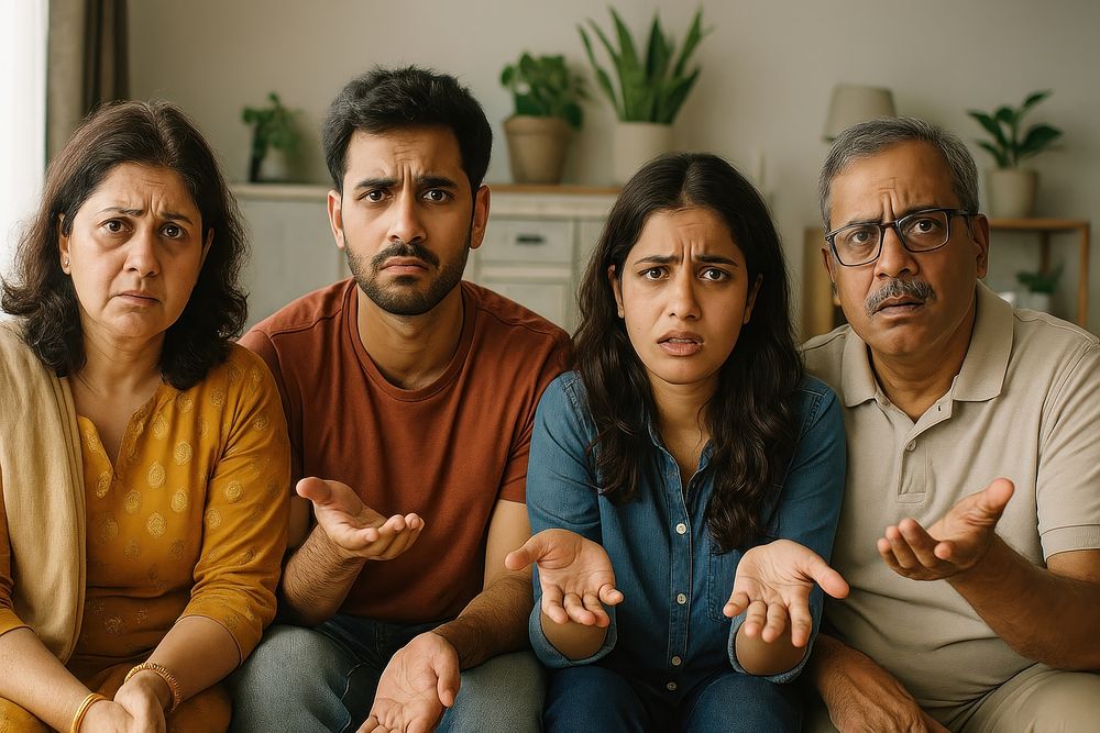 Confused family sitting together. | Free Photo - rawpixel