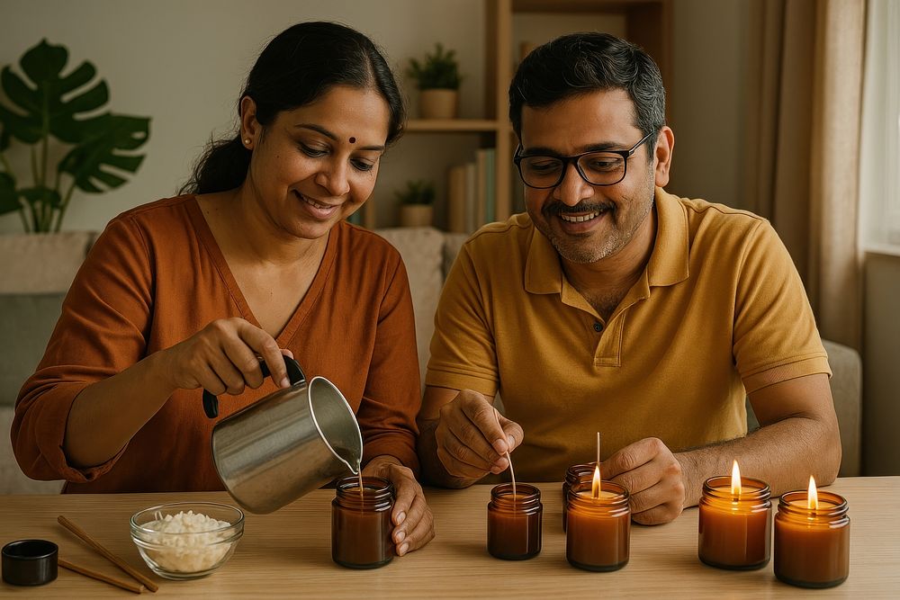 Couple crafting candles together. | Free Photo - rawpixel
