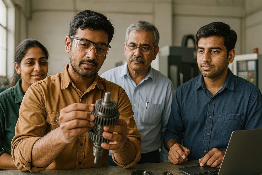 Engineers examining mechanical component. | Free Photo - rawpixel