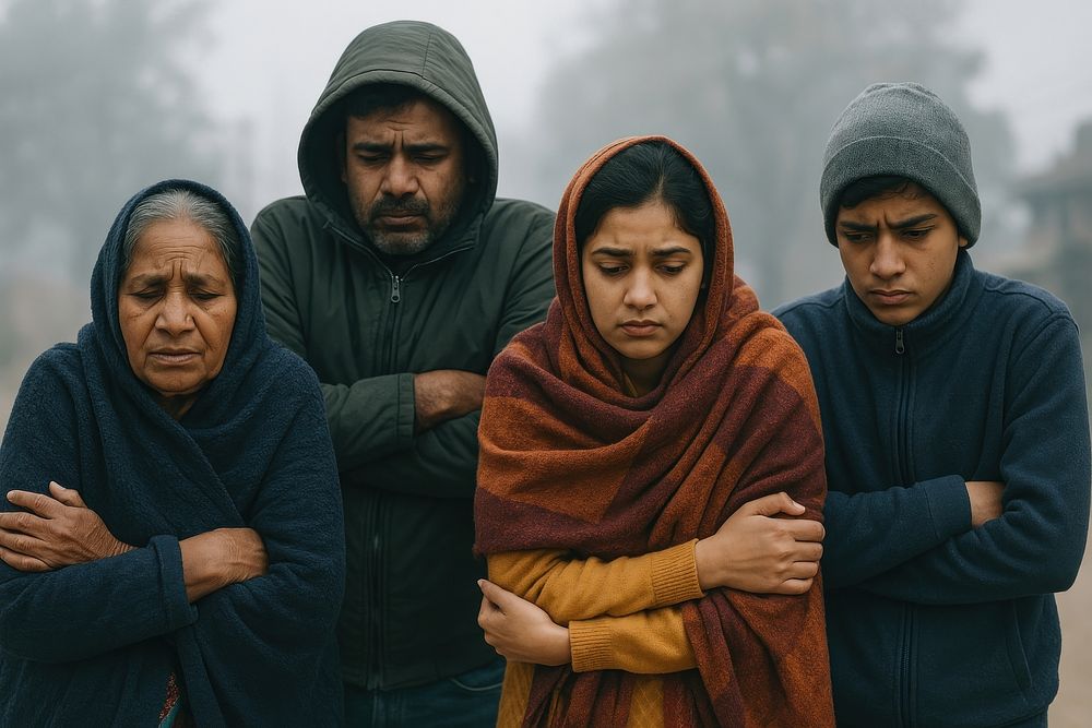 Family enduring cold weather | Free Photo - rawpixel