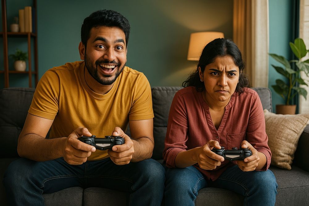 Couple gaming emotional expressions | Free Photo - rawpixel
