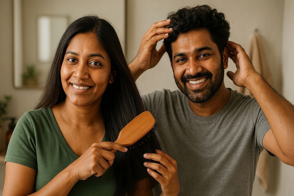 Happy couple brushing hair together. | Free Photo - rawpixel