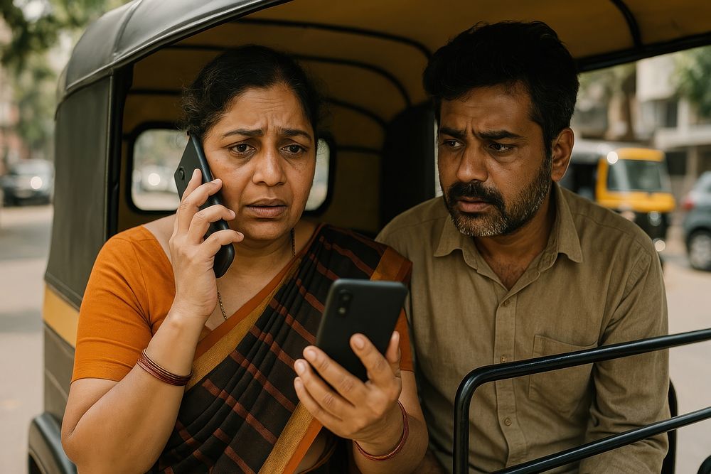 Concerned couple in auto-rickshaw | Free Photo - rawpixel