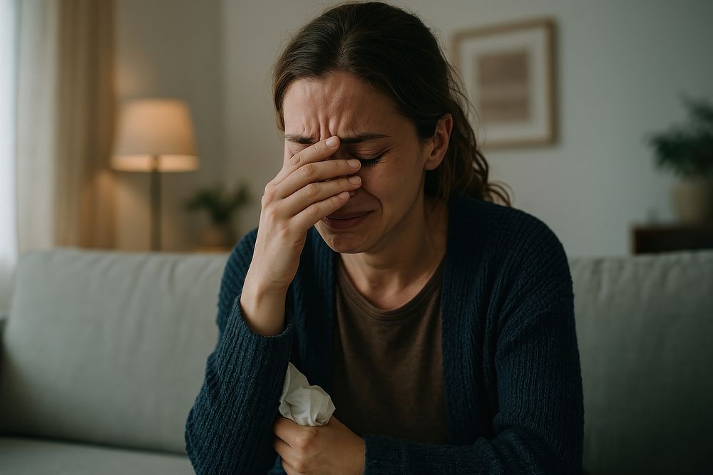 Emotional woman crying indoors | Free Photo - rawpixel