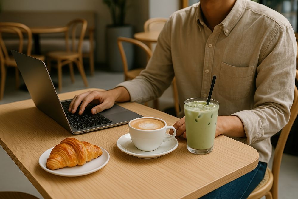 Cafe work ambiance with refreshments. | Free Photo - rawpixel