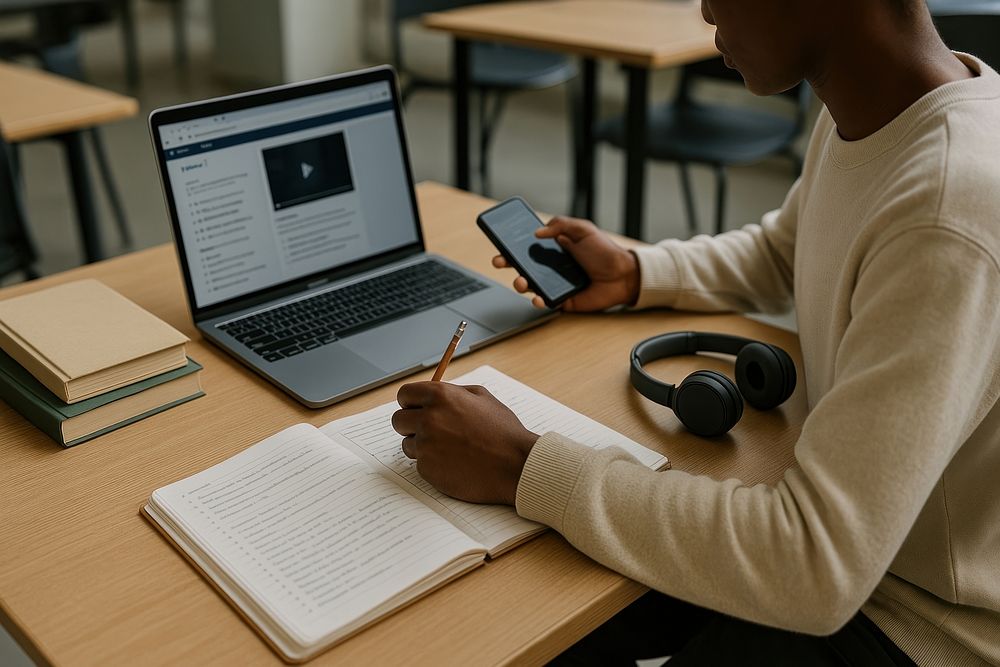 Focused student studying technology | Free Photo - rawpixel