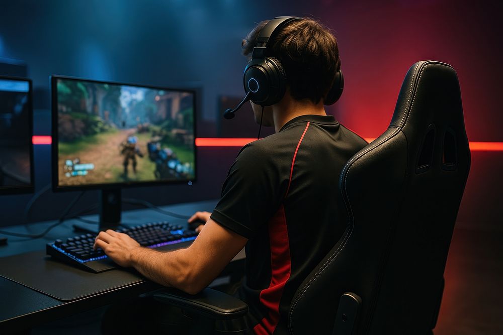 Gamer focused immersive virtual adventure. | Free Photo - rawpixel