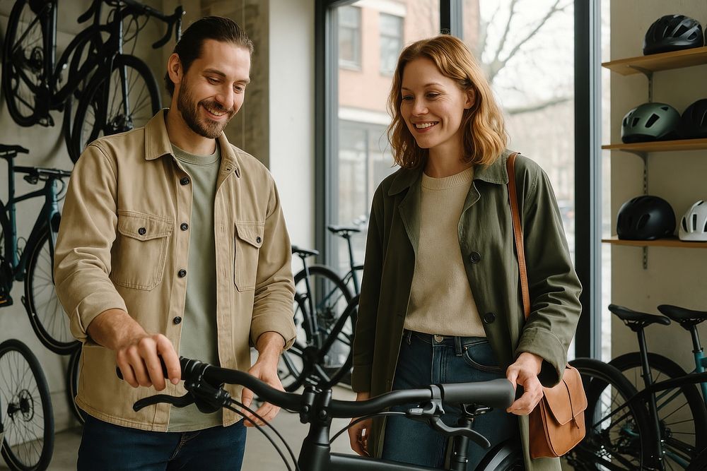 Couple shopping bicycles together. | Free Photo - rawpixel
