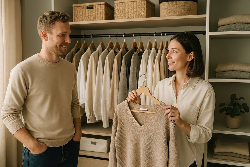 Couple organizing stylish wardrobe. | Free Photo - rawpixel