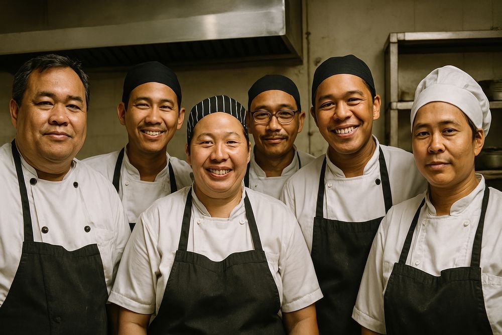 Smiling chefs in kitchen uniforms | Free Photo - rawpixel