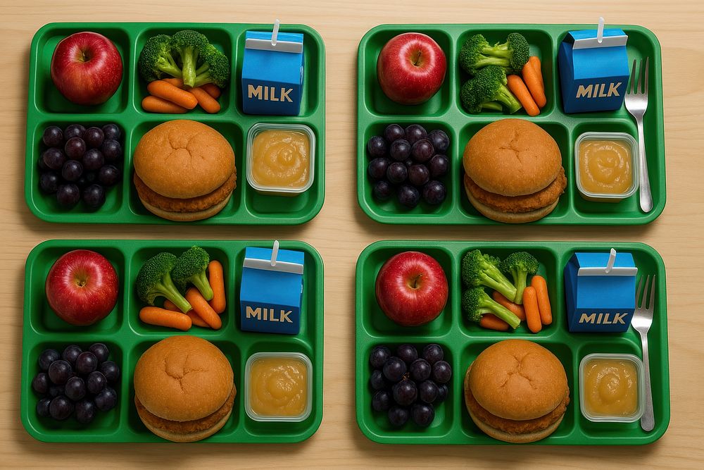 Colorful balanced school lunch trays. | Free Photo - rawpixel