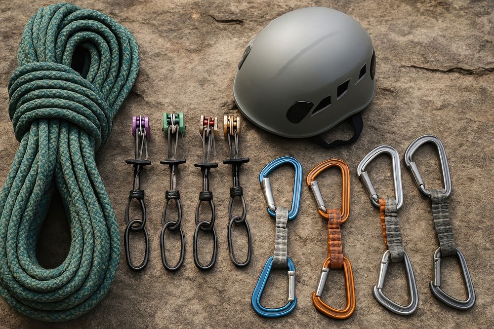 Climbing gear essentials on rock. | Free Photo - rawpixel