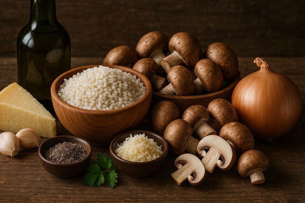 Rustic ingredients for mushroom risotto. | Free Photo - rawpixel