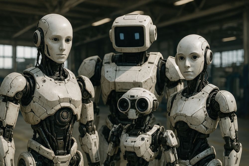 Futuristic humanoid robots gathering | Free Photo - rawpixel