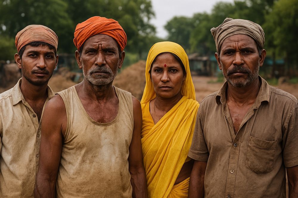 Rural workers in traditional attire. | Free Photo - rawpixel