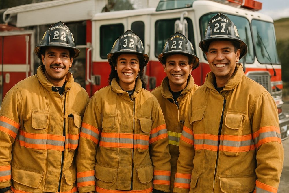 Brave firefighters team smiling | Free Photo - rawpixel