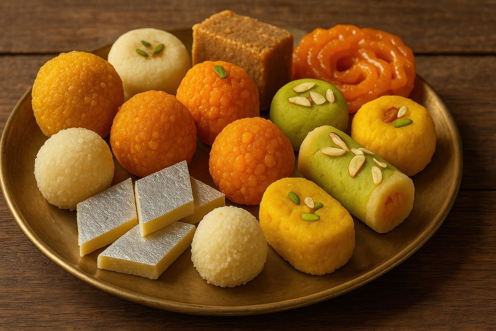 Assorted Indian sweets on plate. | Free Photo - rawpixel