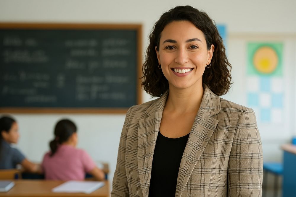 Confident teacher in classroom | Free Photo - rawpixel
