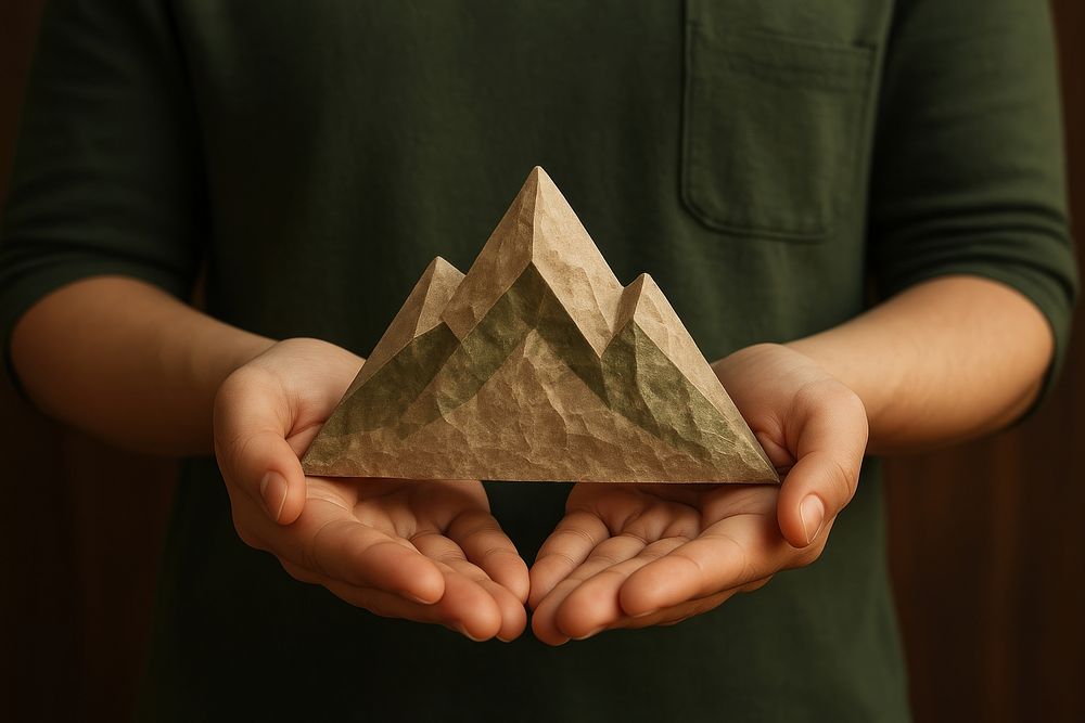Hands holding paper mountain. | Free Photo - rawpixel