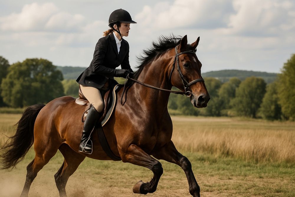 Equestrian rider galloping countryside | Free Photo - rawpixel