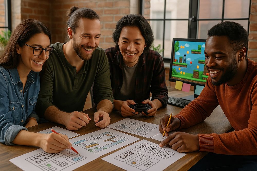 Team designing video game collaboratively. | Free Photo - rawpixel