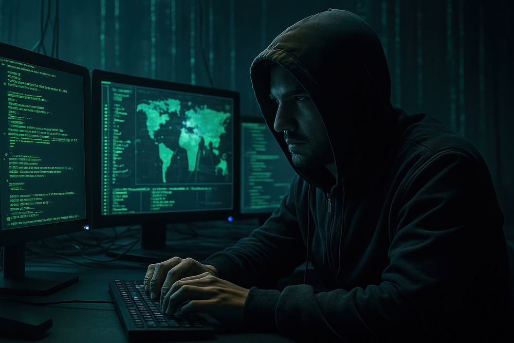 Hacker Coding In Dark Room Free Photo Rawpixel