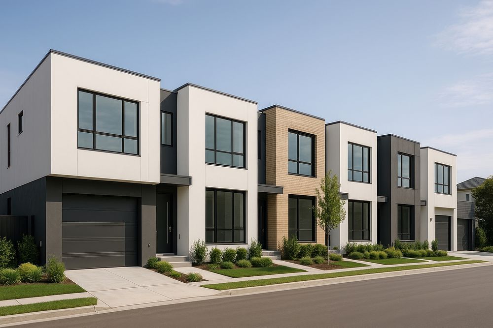 Modern row of townhouses architecture. | Free Photo - rawpixel