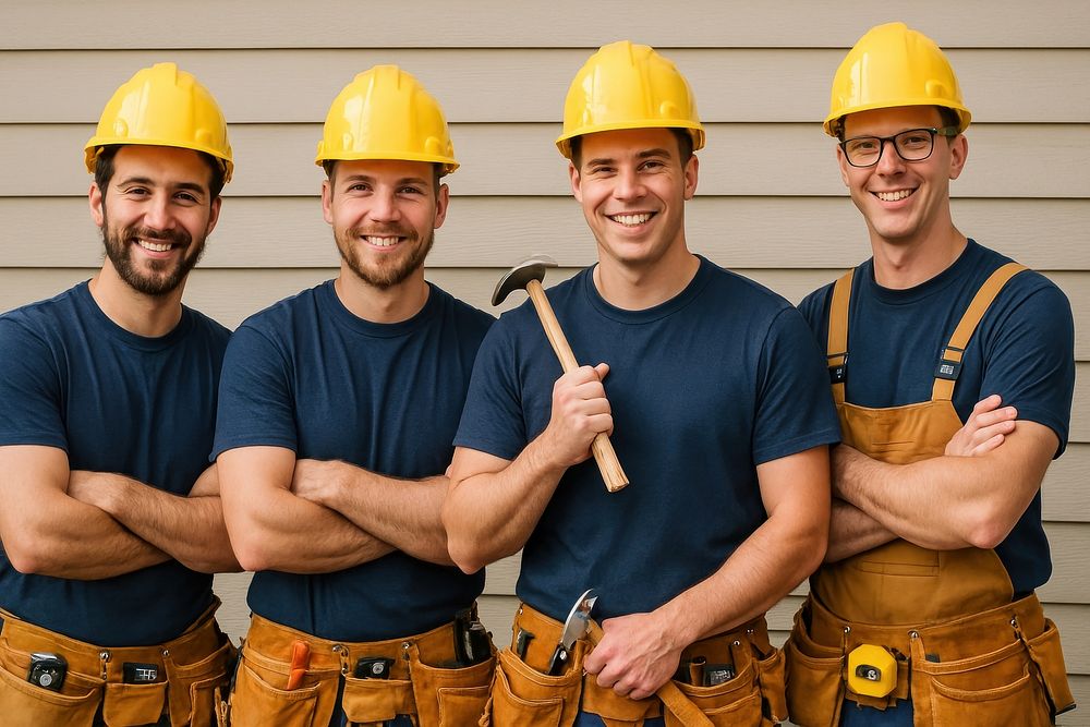 Smiling construction workers in uniforms. | Free Photo - rawpixel