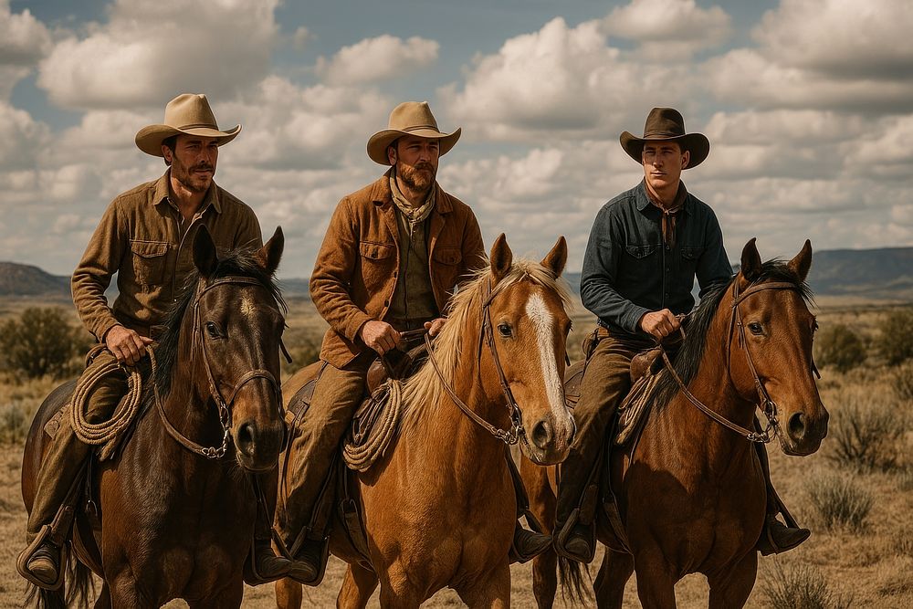 Cowboys riding horses outdoors. | Free Photo - rawpixel