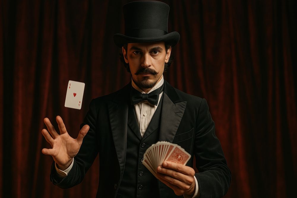 Magician performing card trick. | Free Photo - rawpixel