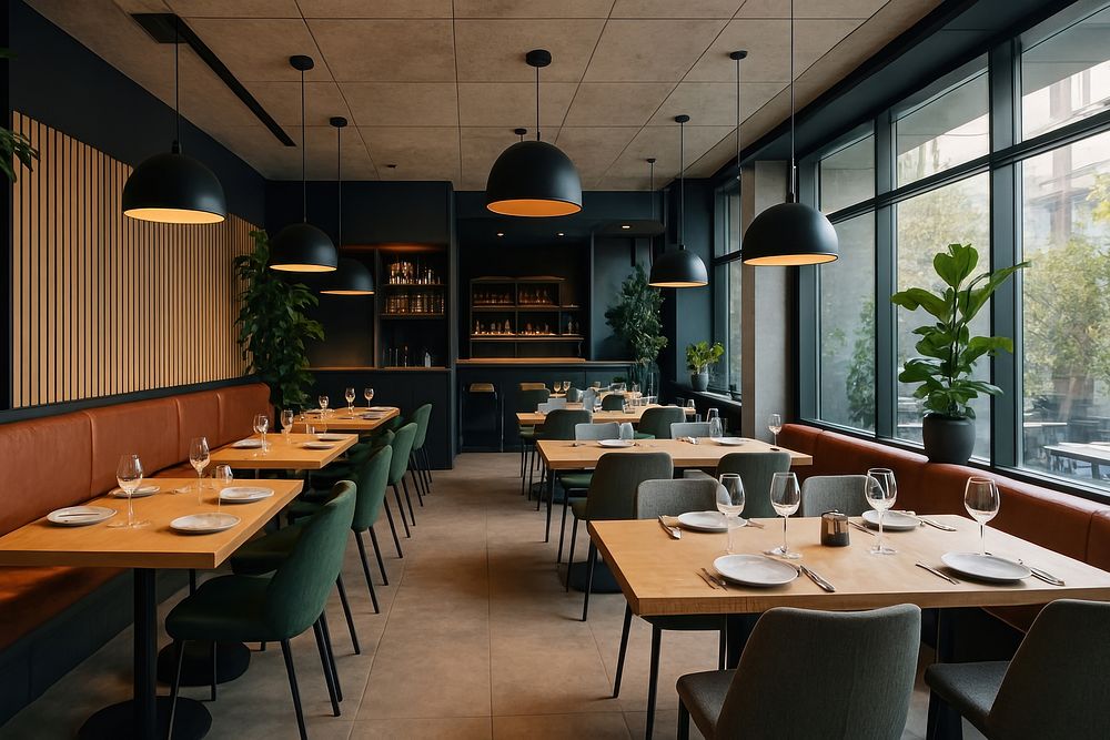 Modern cozy restaurant interior design | Free Photo - rawpixel