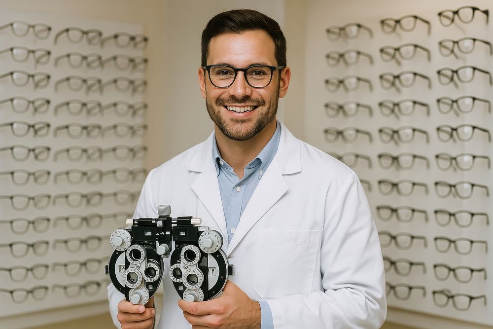 Optometrist holding eye examination tool. | Free Photo - rawpixel