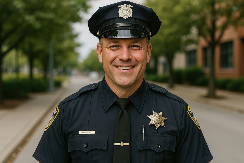 Smiling police officer outdoors | Free Photo - rawpixel