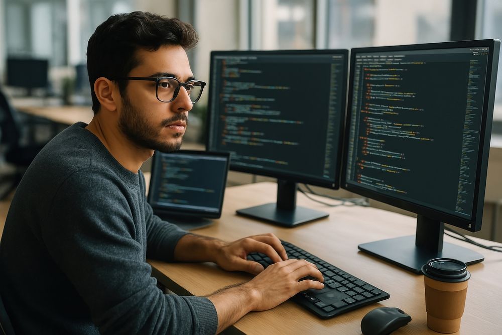 Focused programmer coding efficiently. | Free Photo - rawpixel Focused programmer coding efficiently. | Free Photo - rawpixel