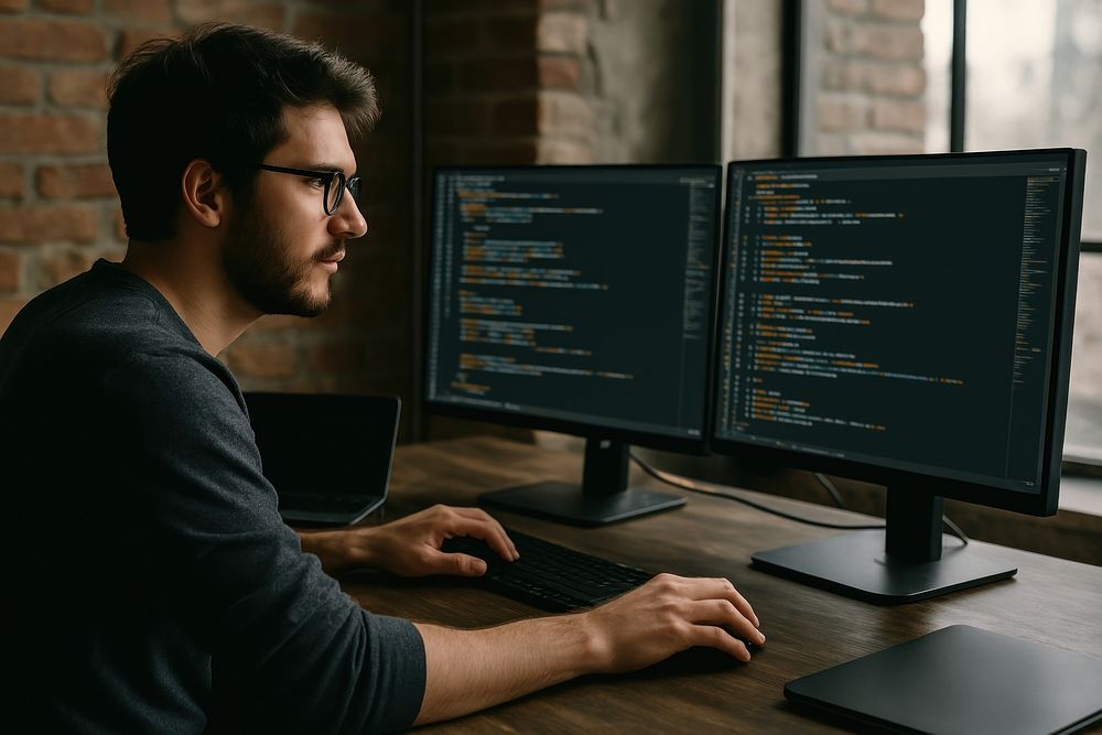 Focused programmer coding efficiently. | Free Photo - rawpixel