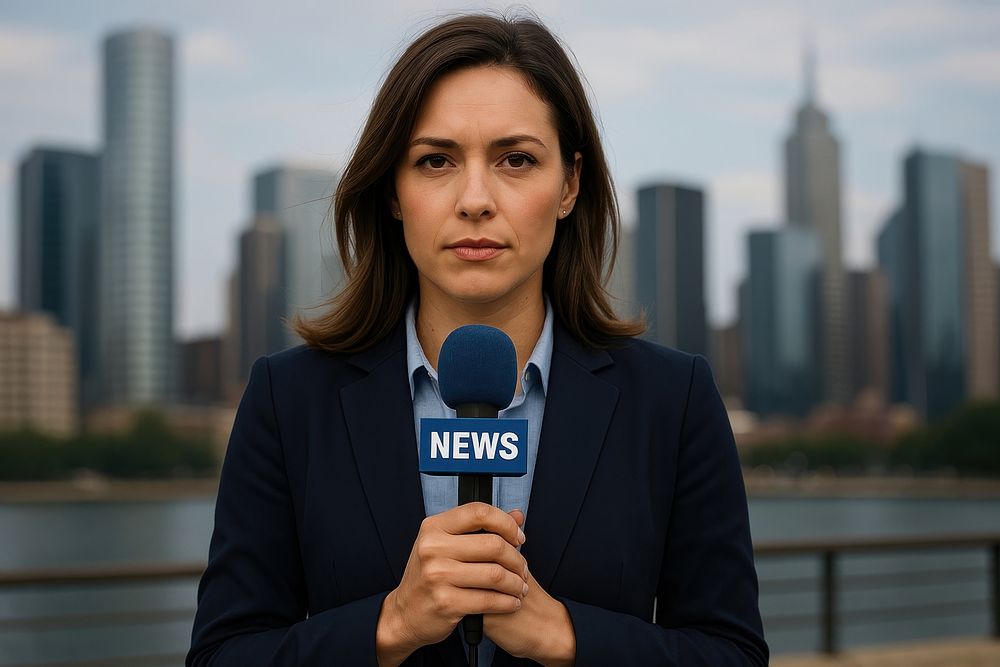 Reporter broadcasting city news outdoors | Free Photo - rawpixel