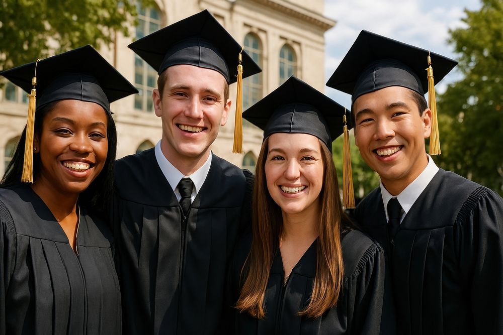 Happy graduates celebrating academic achievement. | Free Photo - rawpixel