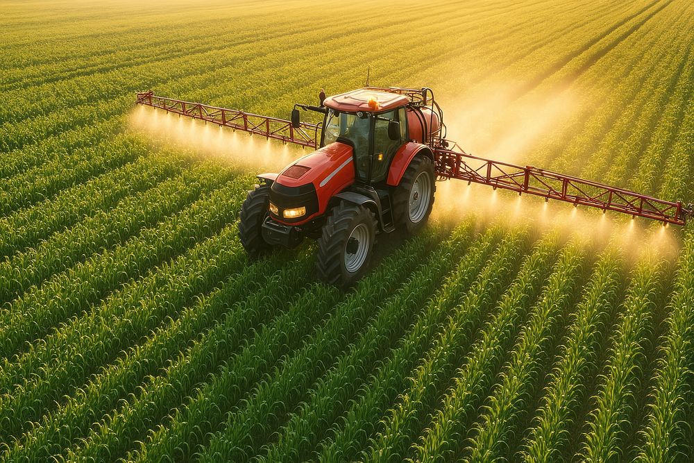 Tractor spraying crops field. | Free Photo - rawpixel