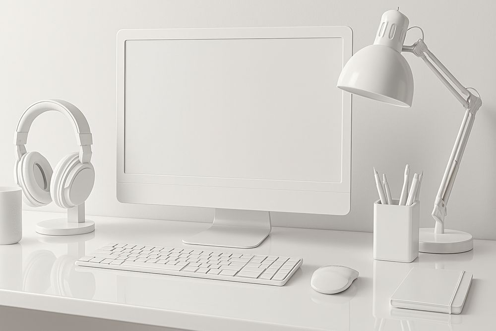 Minimalist monochrome workspace setup. | Free Photo - rawpixel