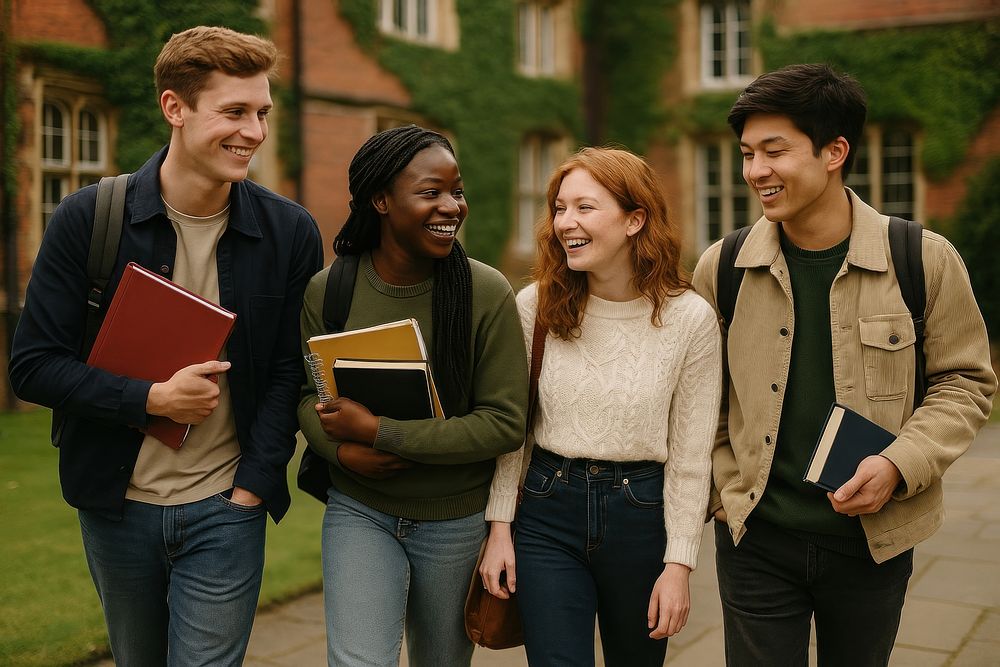 Diverse students laughing together outdoors. | Free Photo - rawpixel