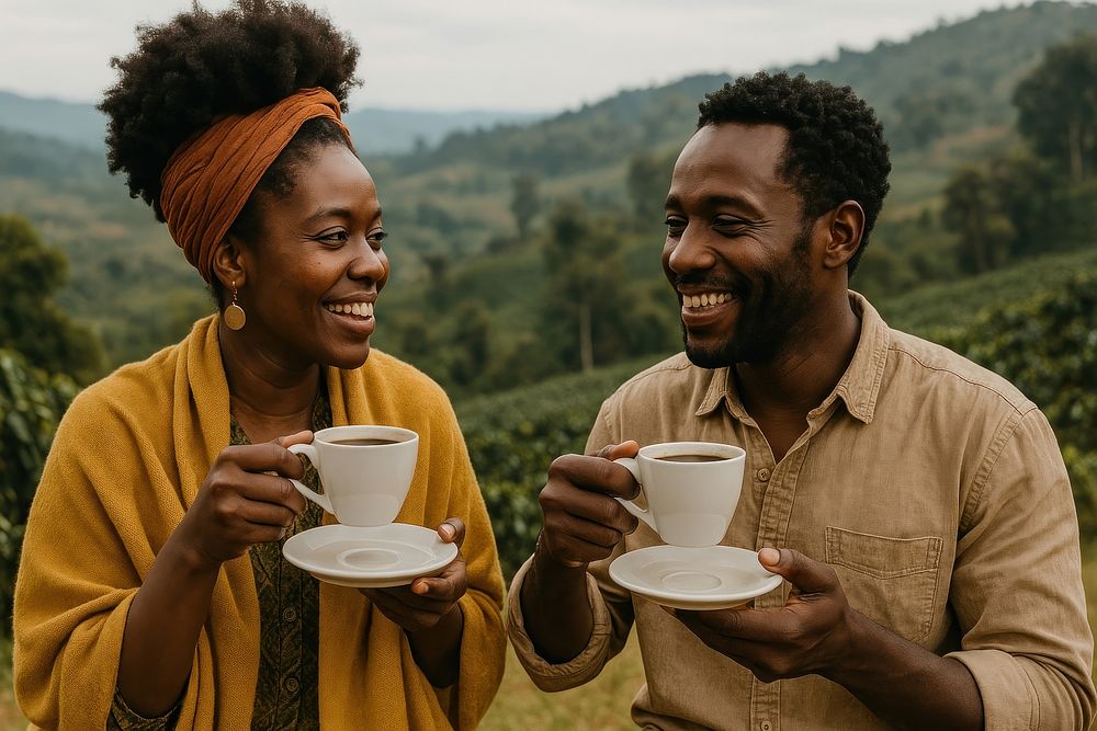 Joyful couple enjoying coffee outdoors | Free Photo - rawpixel