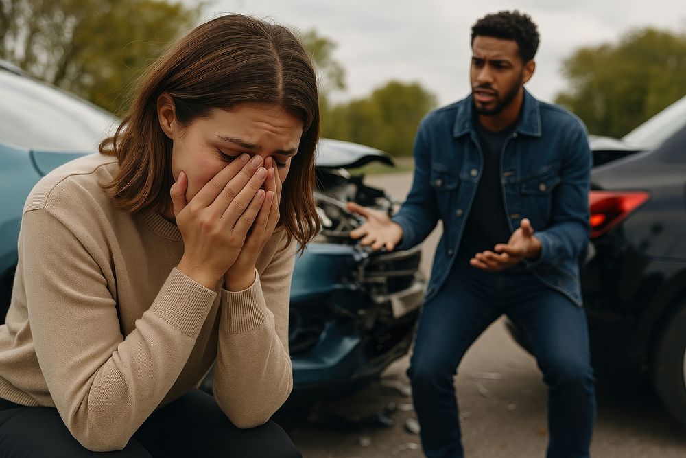 Emotional car accident aftermath scene. | Free Photo - rawpixel