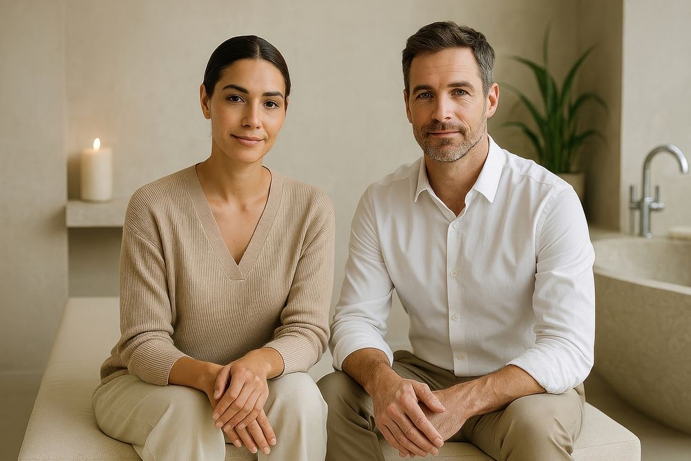Relaxed couple in spa setting | Free Photo - rawpixel