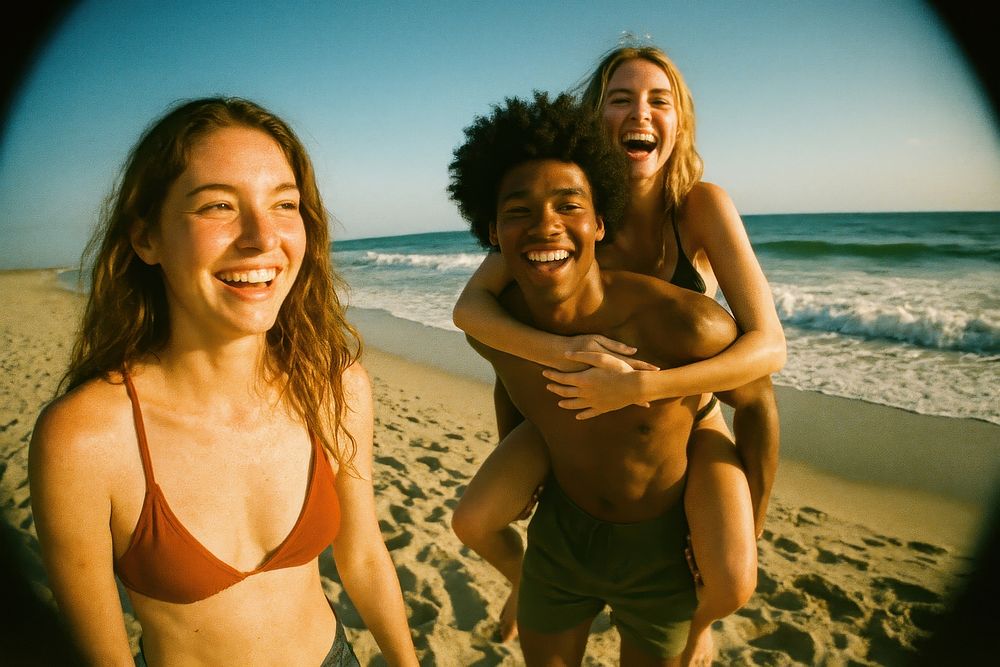Joyful friends enjoying beach | Free Photo - rawpixel