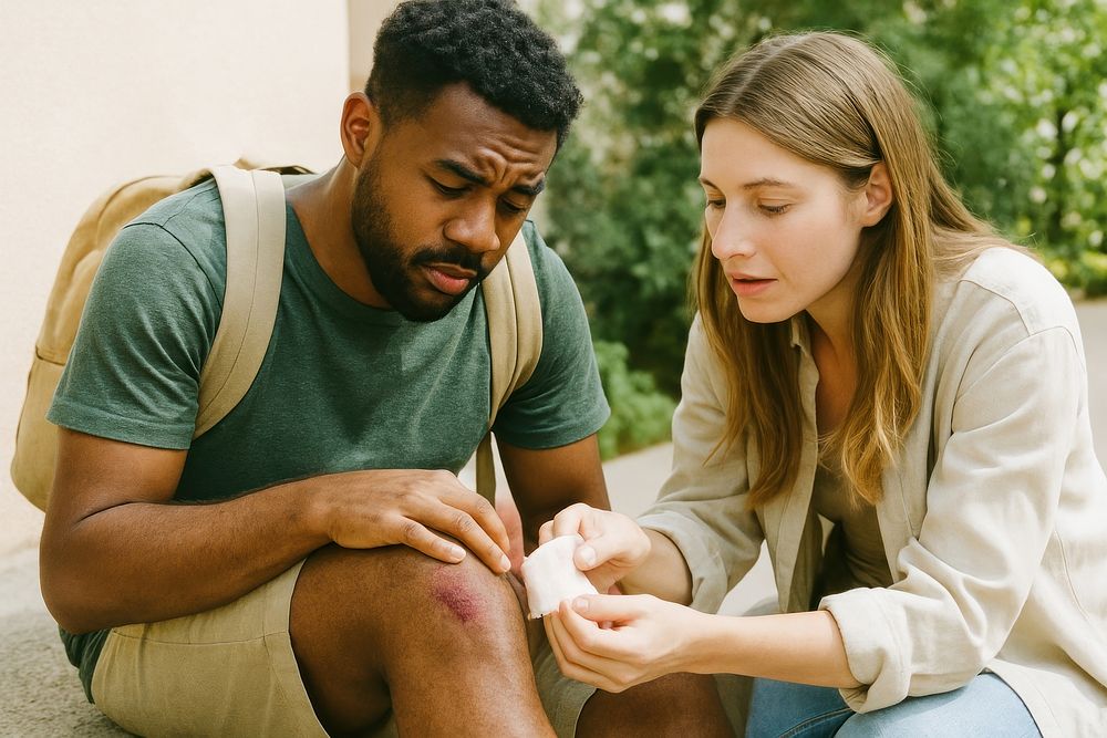 Outdoor first aid assistance scene | Free Photo - rawpixel