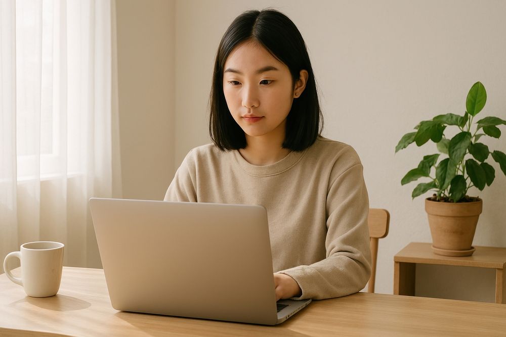 Focused woman working laptop | Free Photo - rawpixel