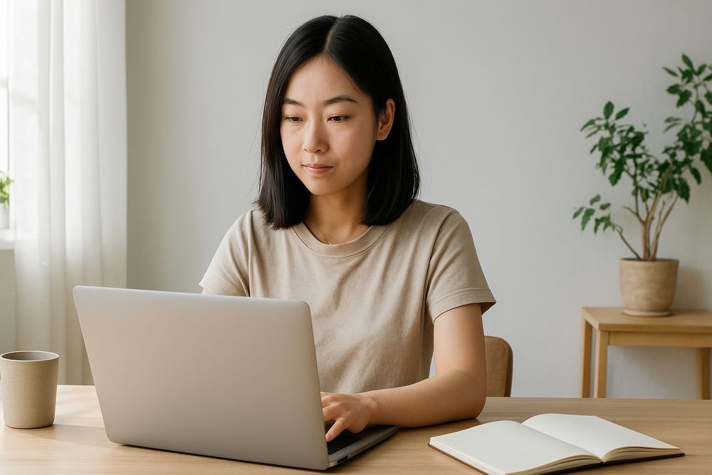 Focused woman using laptop | Free Photo - rawpixel