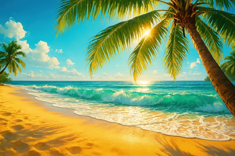 Tropical paradise beach scene sunlit | Free Photo - rawpixel